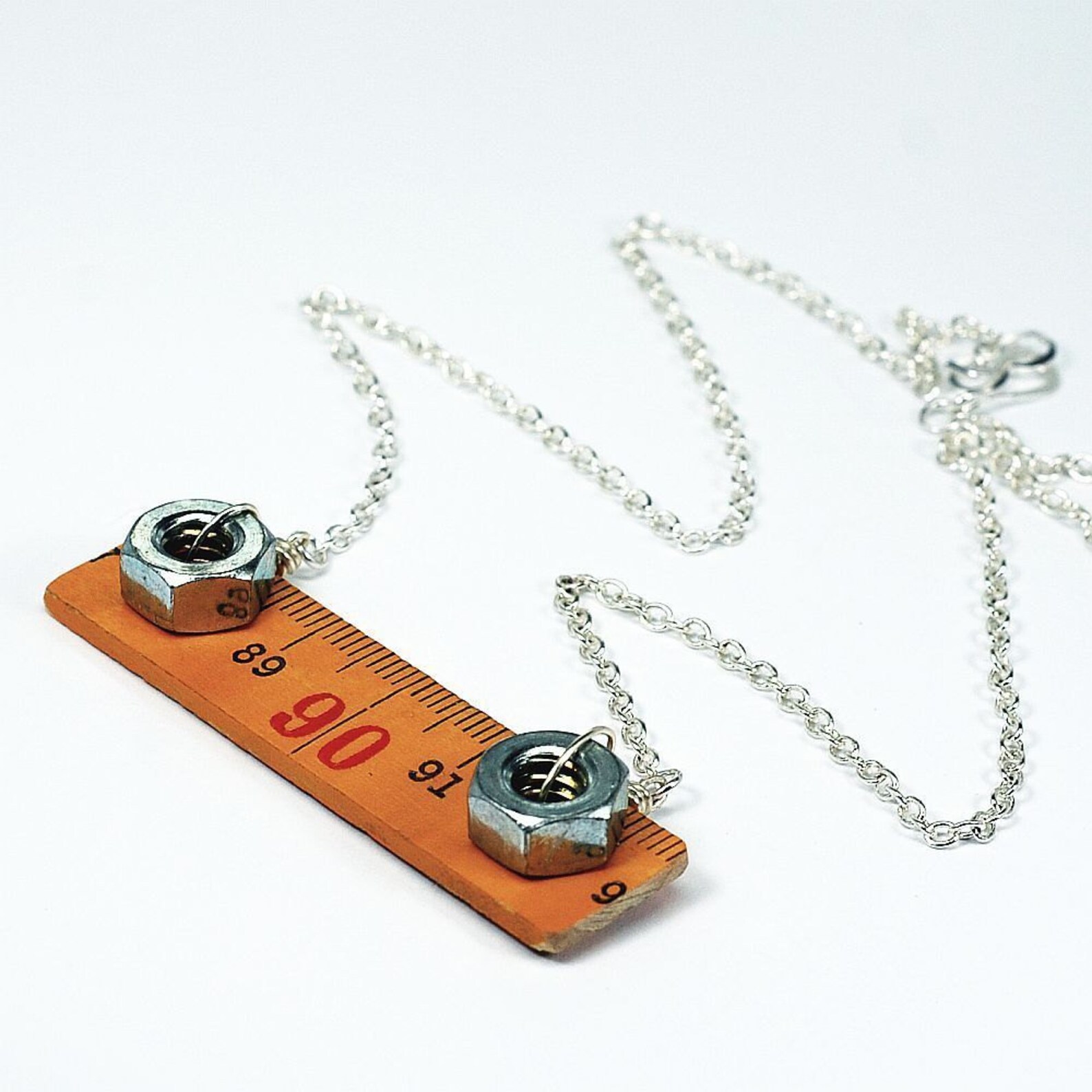 Ruler Necklace- Upcycled Wooden Folding Ruler Hardware Necklace, Found ...