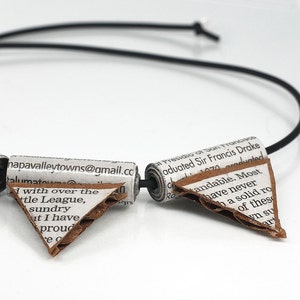 Triangle Geometric Necklace- Upcycled Newspaper Paper Bead Jewelry ...