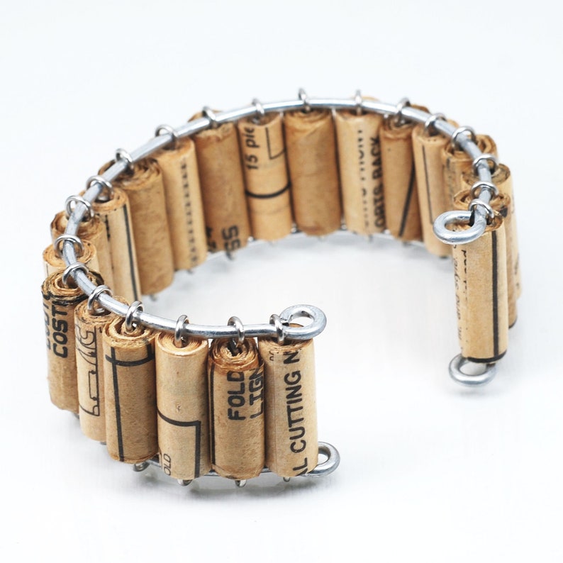 Sewing Pattern Bracelet Upcycled Paper Bead Cuff Bracelet - Etsy