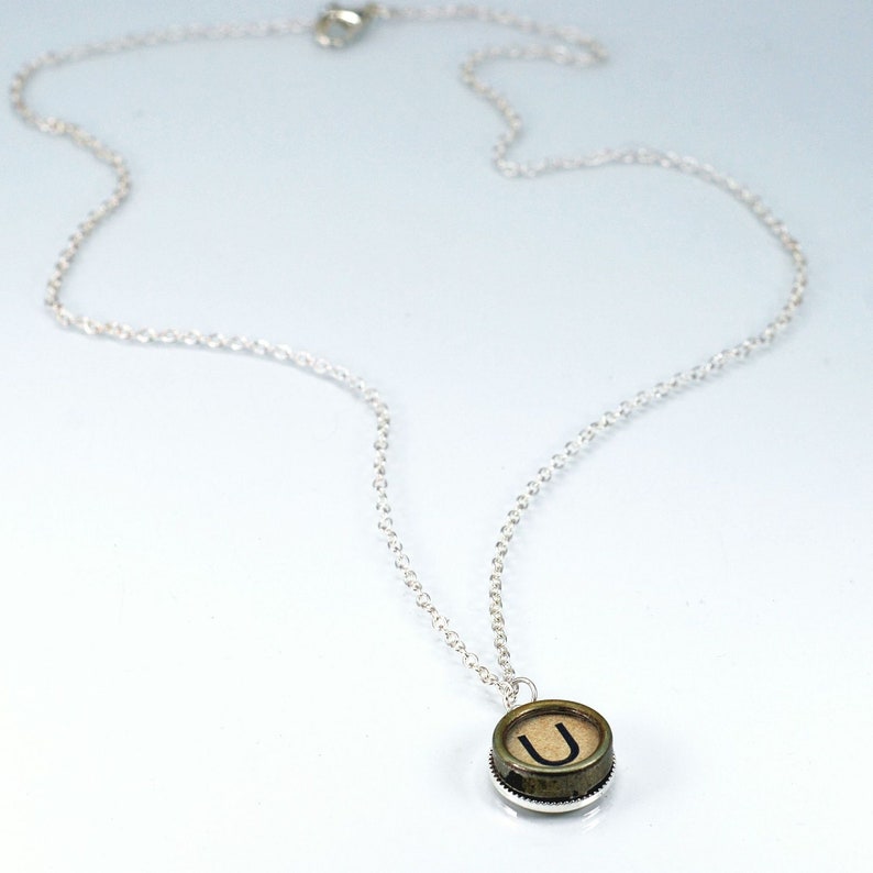 U Typewriter Key Necklace Letter U Upcycled Steampunk | Etsy