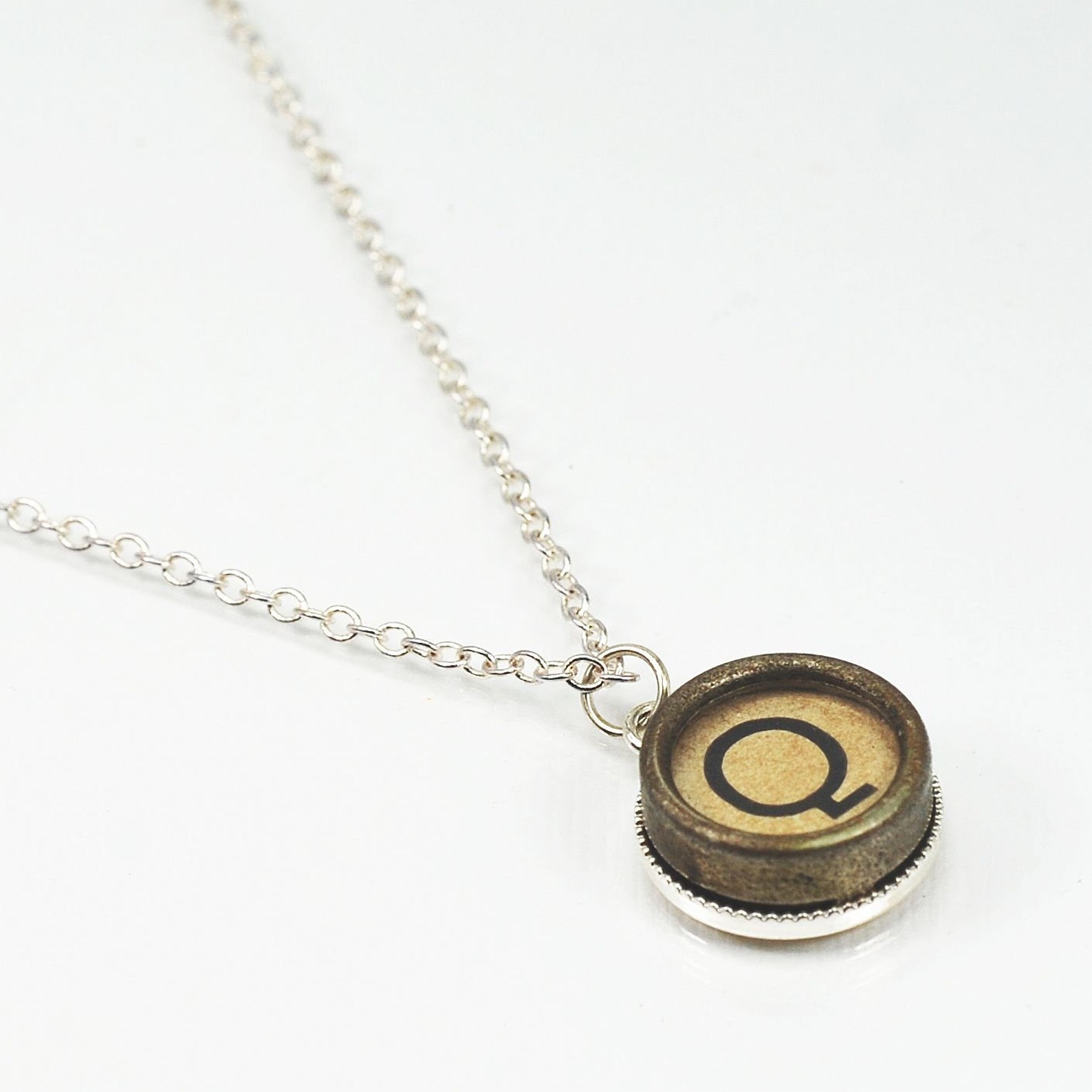 Q Typewriter Key Necklace Letter Q Upcycled Steampunk | Etsy