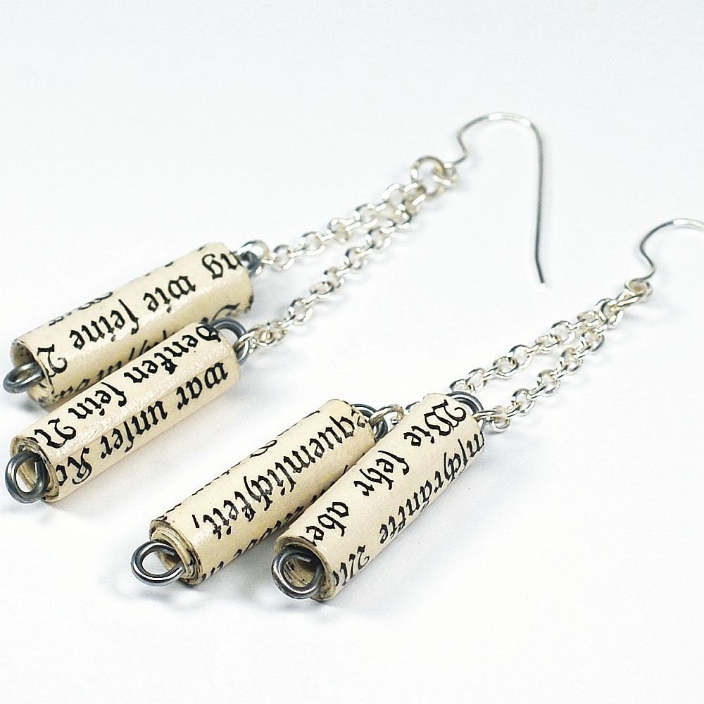 German Paper Bead Jewelry German Bead Earrings Silver Chain - Etsy