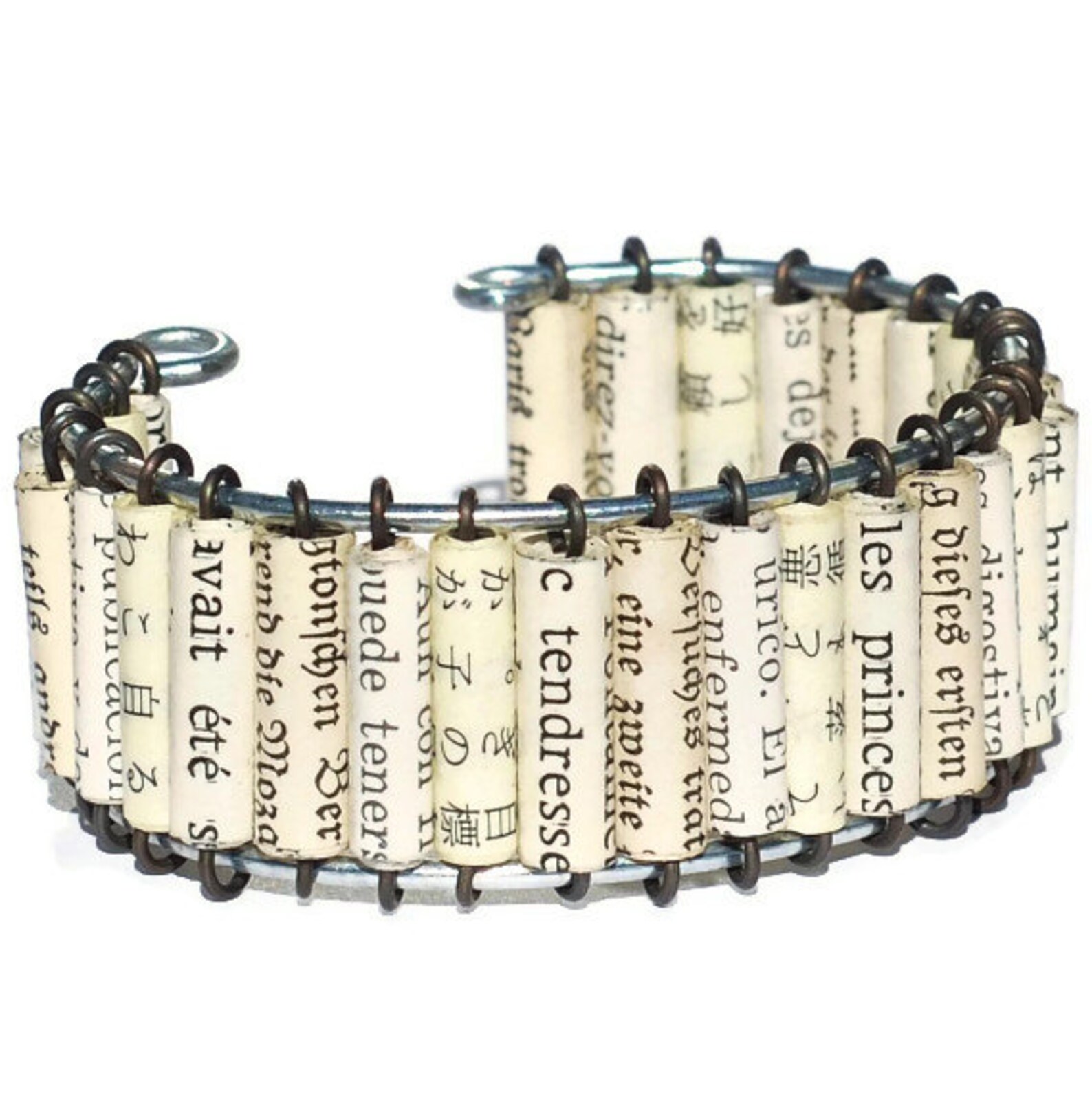 Paper Bead Jewelry Foreign Language Paper Bead Bracelet Cuff - Etsy