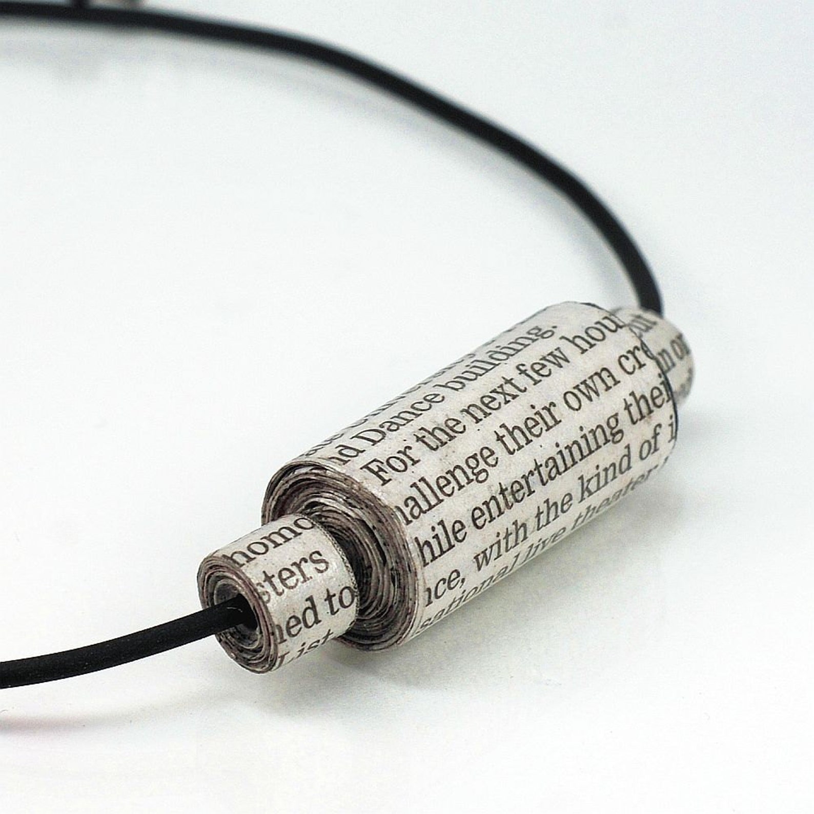 Paper Bead Necklace Newspaper Jewelry Word Jewelry Upcycled - Etsy