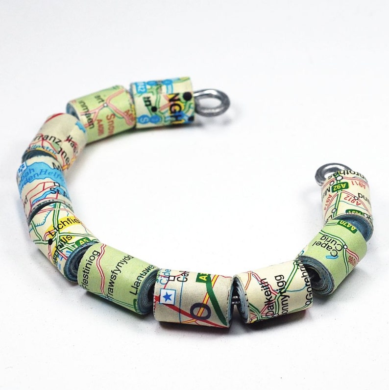 Paper Bead Bracelet Upcycled UK England Map Paper Bead - Etsy