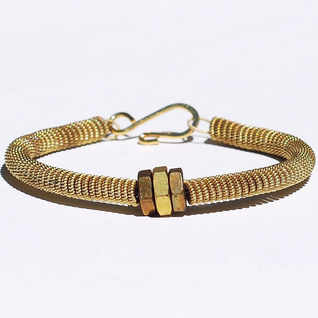 Guitar String Bracelet Upcycled Brass Hardware Jewelry, Bronze Acoustic ...