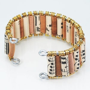 Guitar String Bracelet- Sheet Music Bracelet, Paper Bead Jewelry, Brass ...