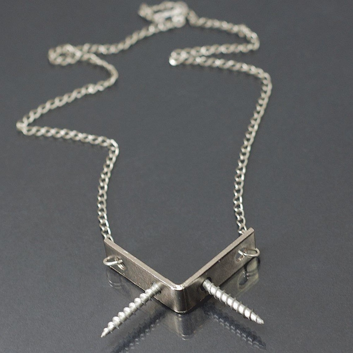 Chevron Hardware Necklace Industrial Jewelry Geometric | Etsy