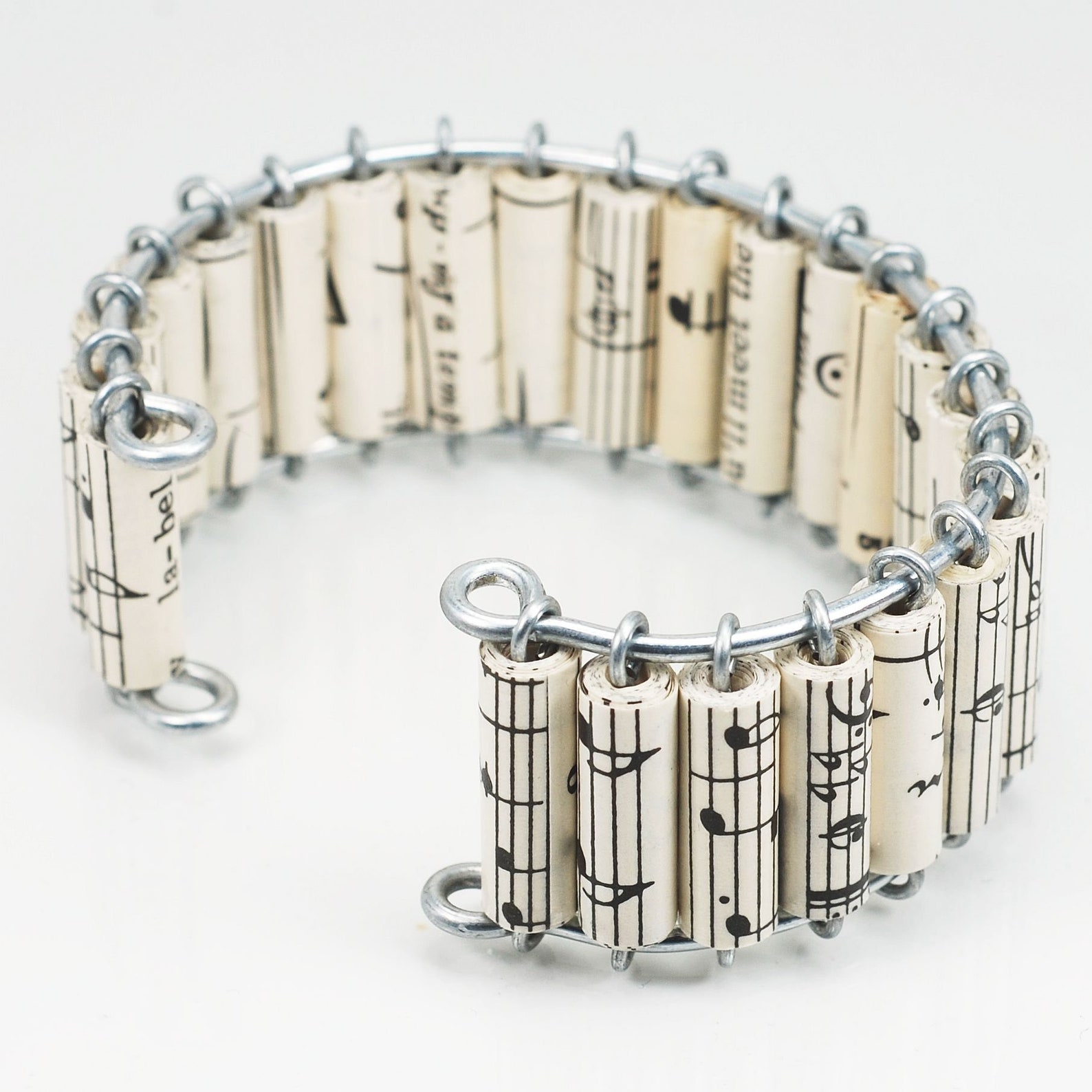 Sheet Music Bracelet- Paper Bead Jewelry, Music Chunky Cuff Bracelet ...