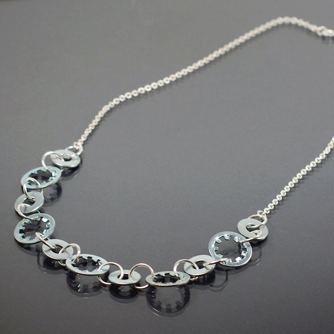 Silver Hardware Necklace- Upcycled Washer Jewelry, Circle, Modern ...
