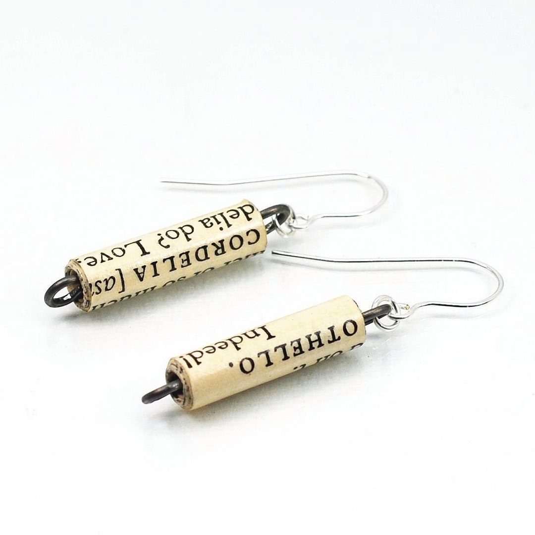 Shakespeare Earrings Shakespeare Jewelry, Paper Bead Earrings, Paper ...