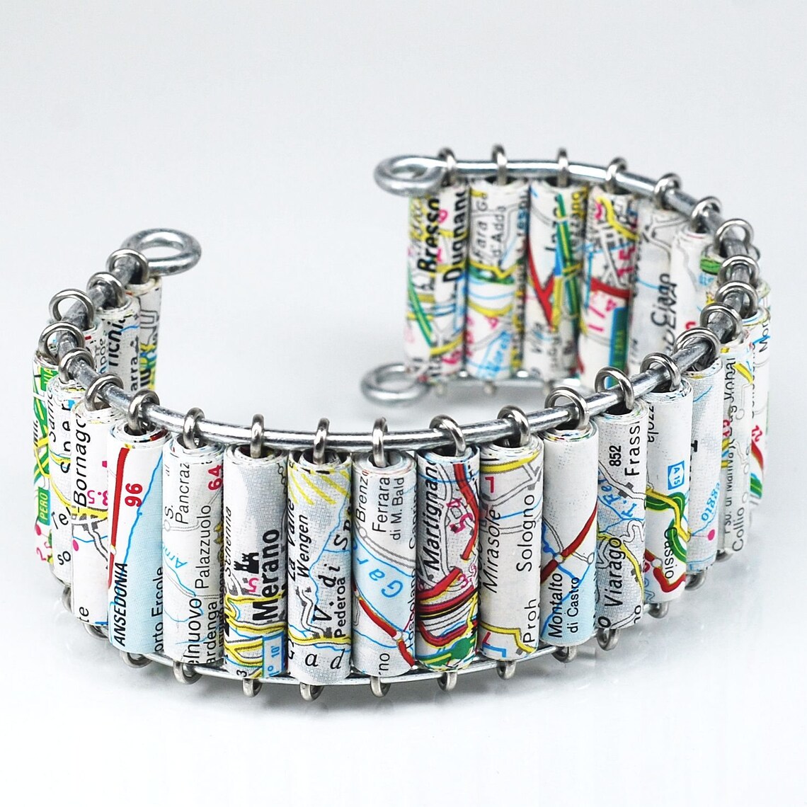 Italy Map Jewelry- Upcycled Italy Road Atlas Map Cuff Bracelet, Italy ...