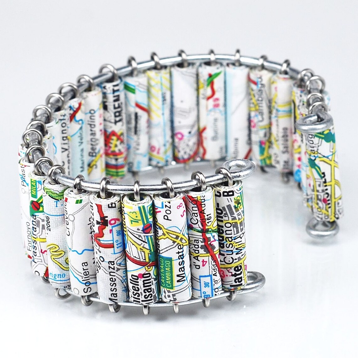 Italy Map Jewelry- Upcycled Italy Road Atlas Map Cuff Bracelet, Italy ...
