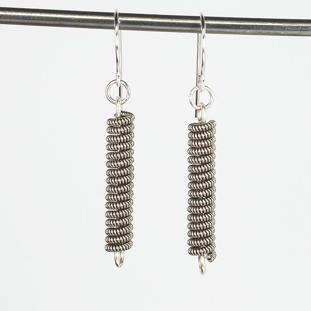 Guitar String Jewelry- Minimal Earrings, Upcycled Silver Guitar String ...