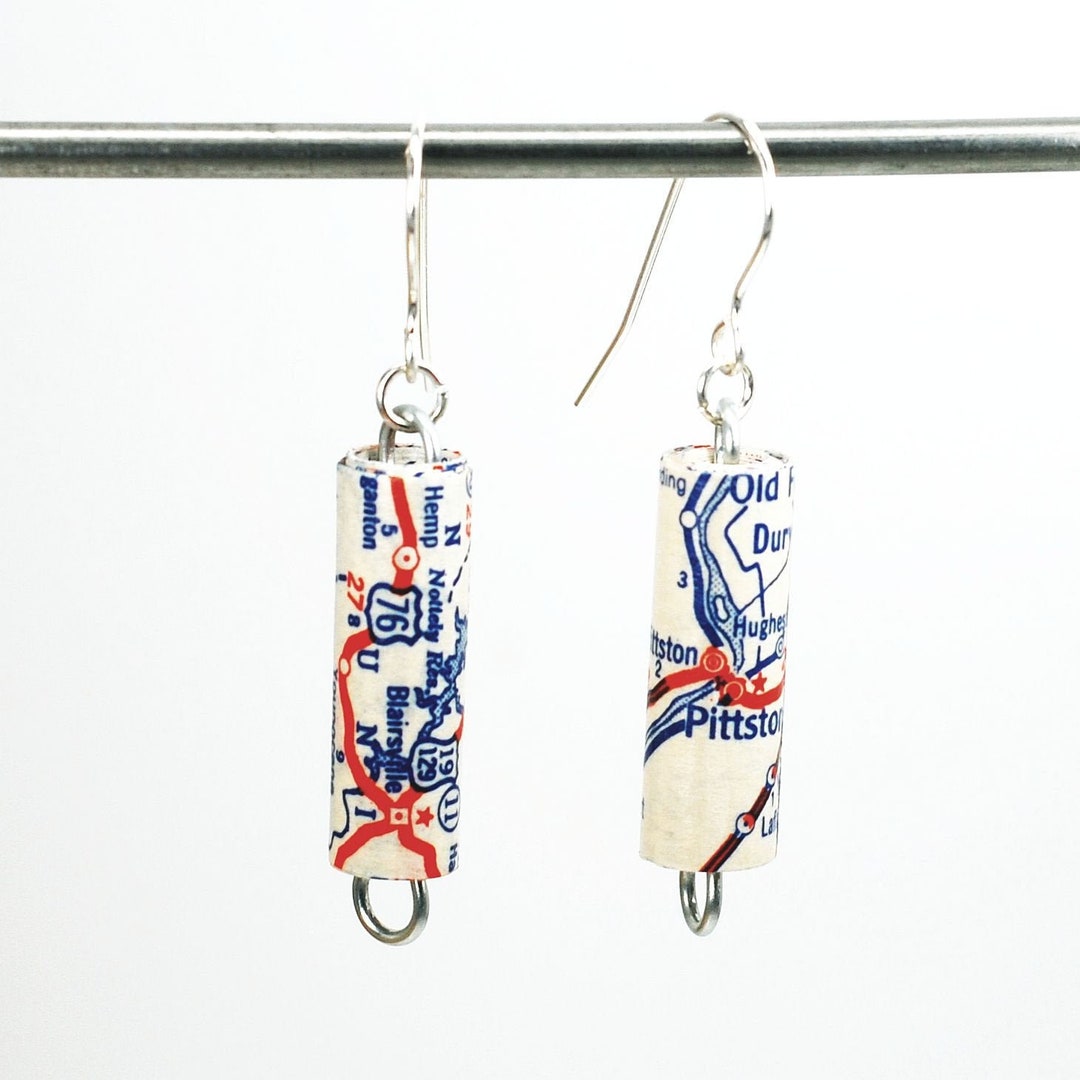 U.S. Map Paper Bead Earrings- United States Map Paper Bead Jewelry ...