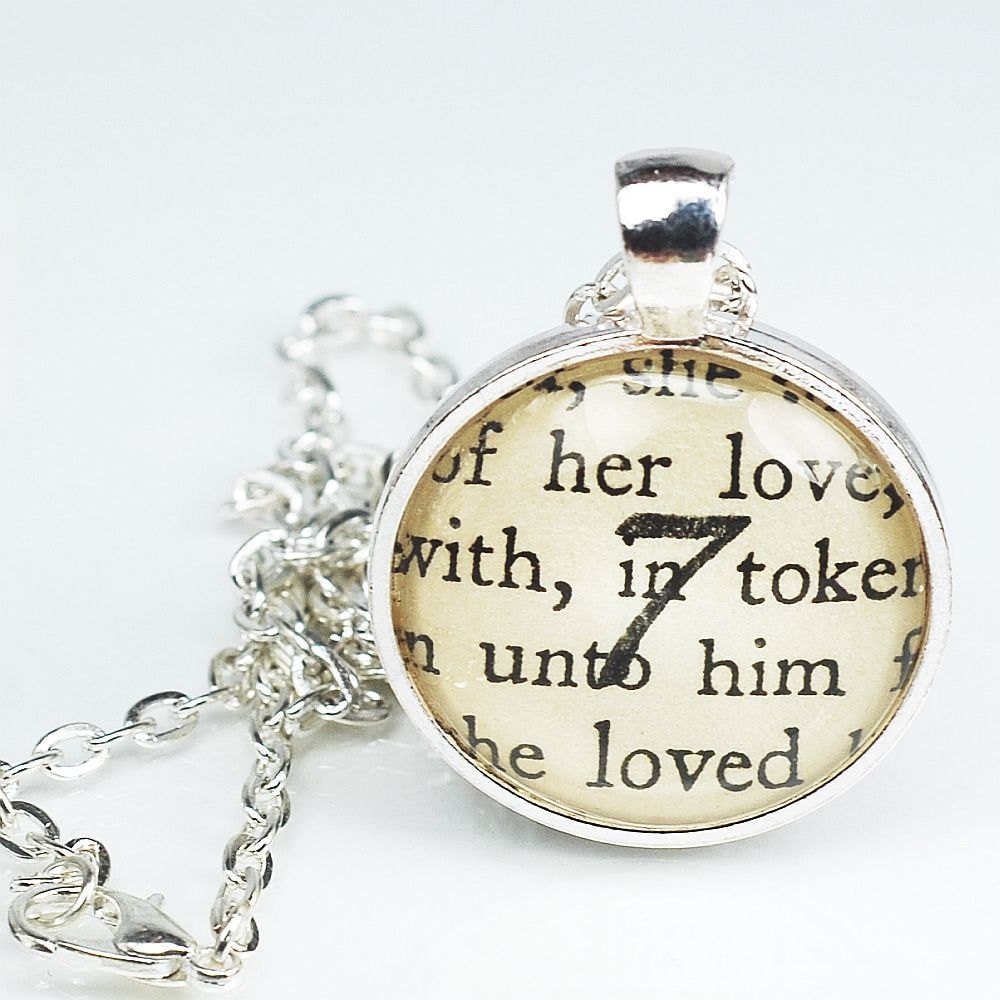 Number 7 Necklace Personalized Jewelry With Vintage Paper - Etsy