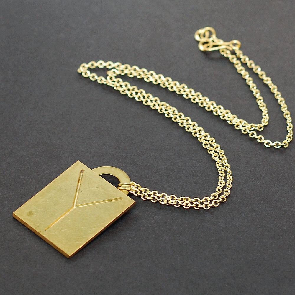Y Initial Necklace Upcycled Brass Letter Y Necklace Initial | Etsy
