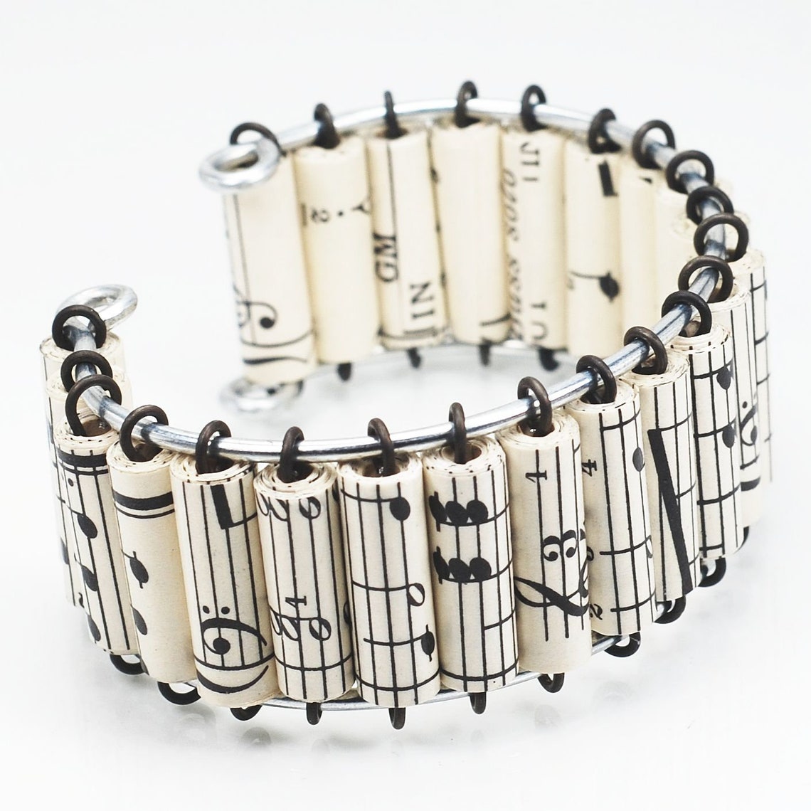 Sheet Music Bracelet Paper Bead Jewelry Vintage Music Cuff - Etsy