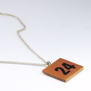 Number 24 Necklace- Upcycled Wood, Fifteen Pendant, 24th Birthday Gift ...