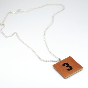 Number Three Necklace- Upcycled Wood, Lucky Number 3 Pendant, 3rd ...