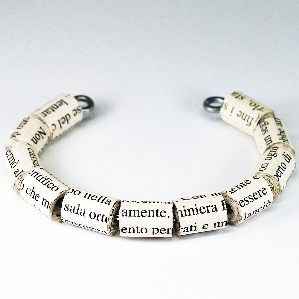 Italian Upcycled Paper Bead Necklace- Simple, Italian Teacher Gift ...
