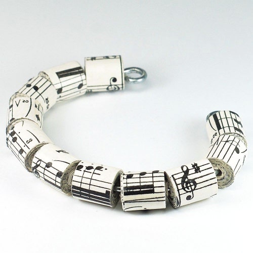 Sheet Music Bracelet Paper Bead Jewelry Music Chunky Cuff - Etsy