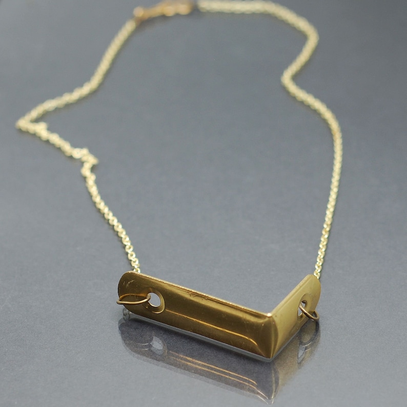 Brass Chevron Necklace Hardware Bracket Necklace Geometric | Etsy