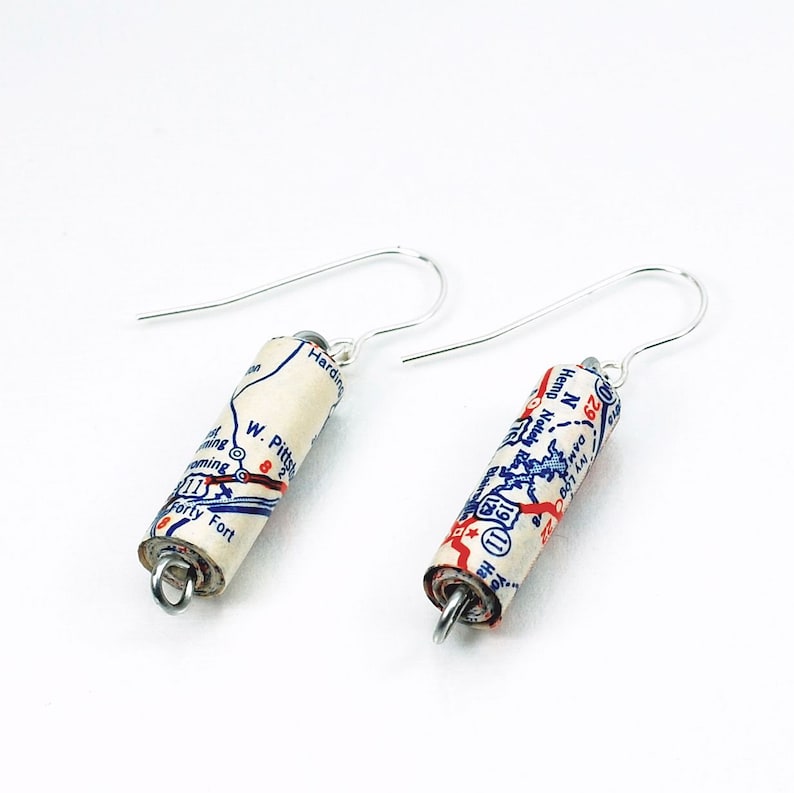 U.S. Map Paper Bead Earrings- United States Map Paper Bead Jewelry ...