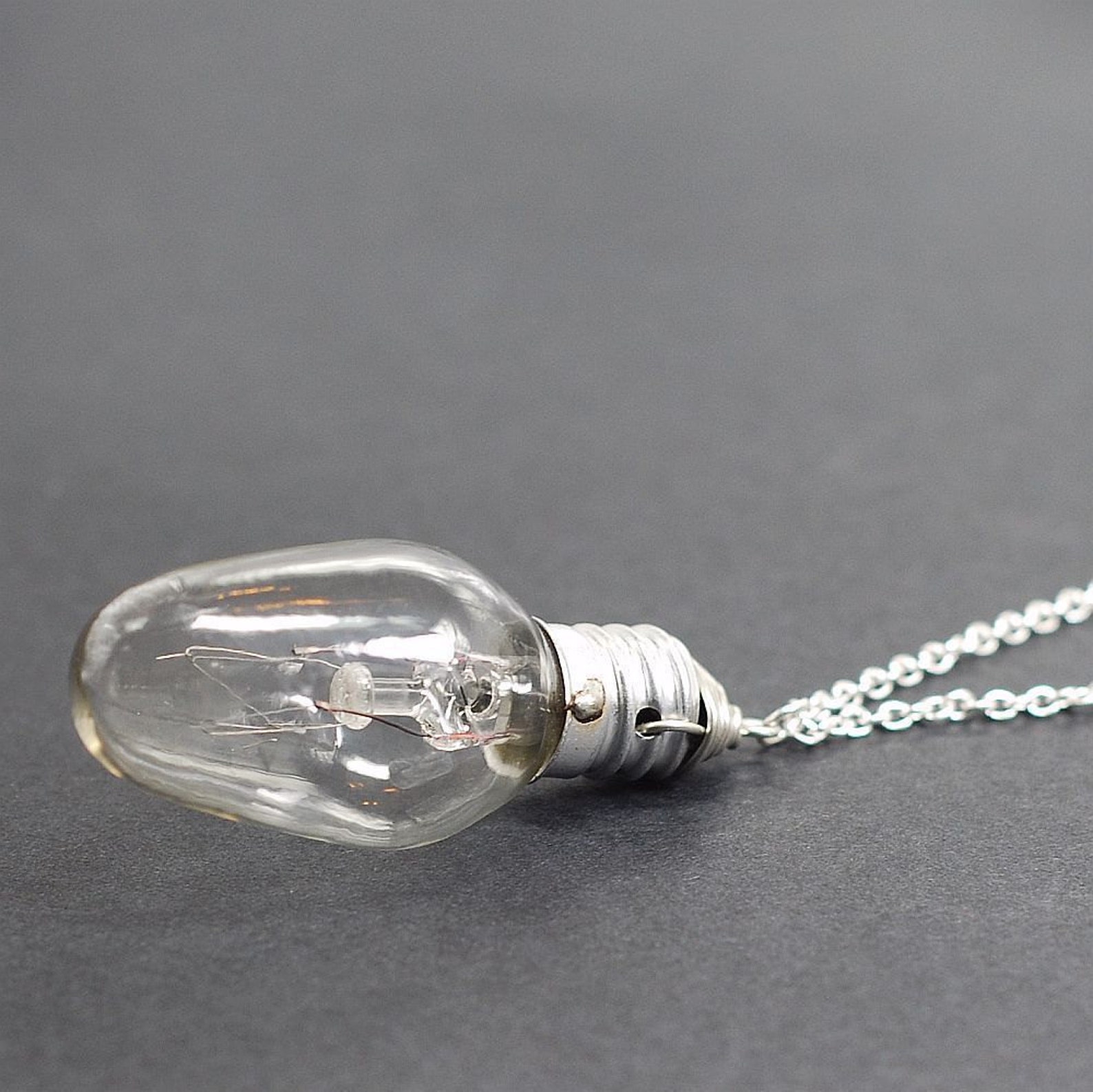 Light Bulb Necklace Upcycled Silver Steampunk Jewelry - Etsy