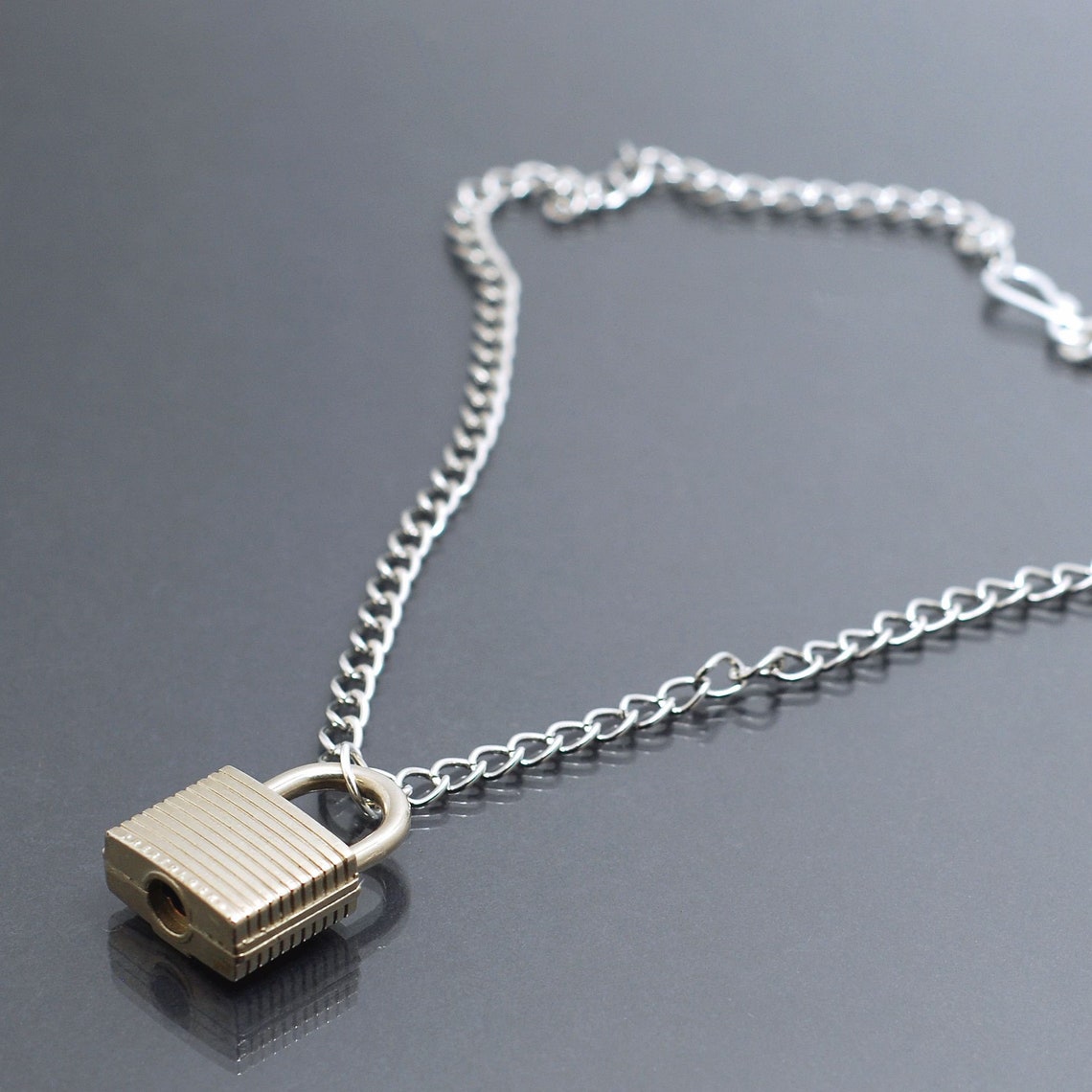 Padlock Necklace Industrial Jewelry Grunge Aesthetic | Etsy