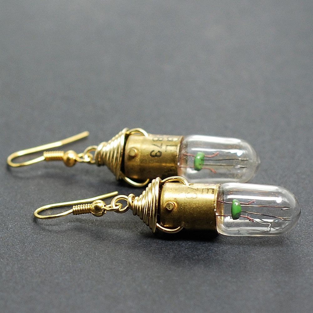 Steampunk Jewelry Upcycled Brass Light Bulb Earrings - Etsy