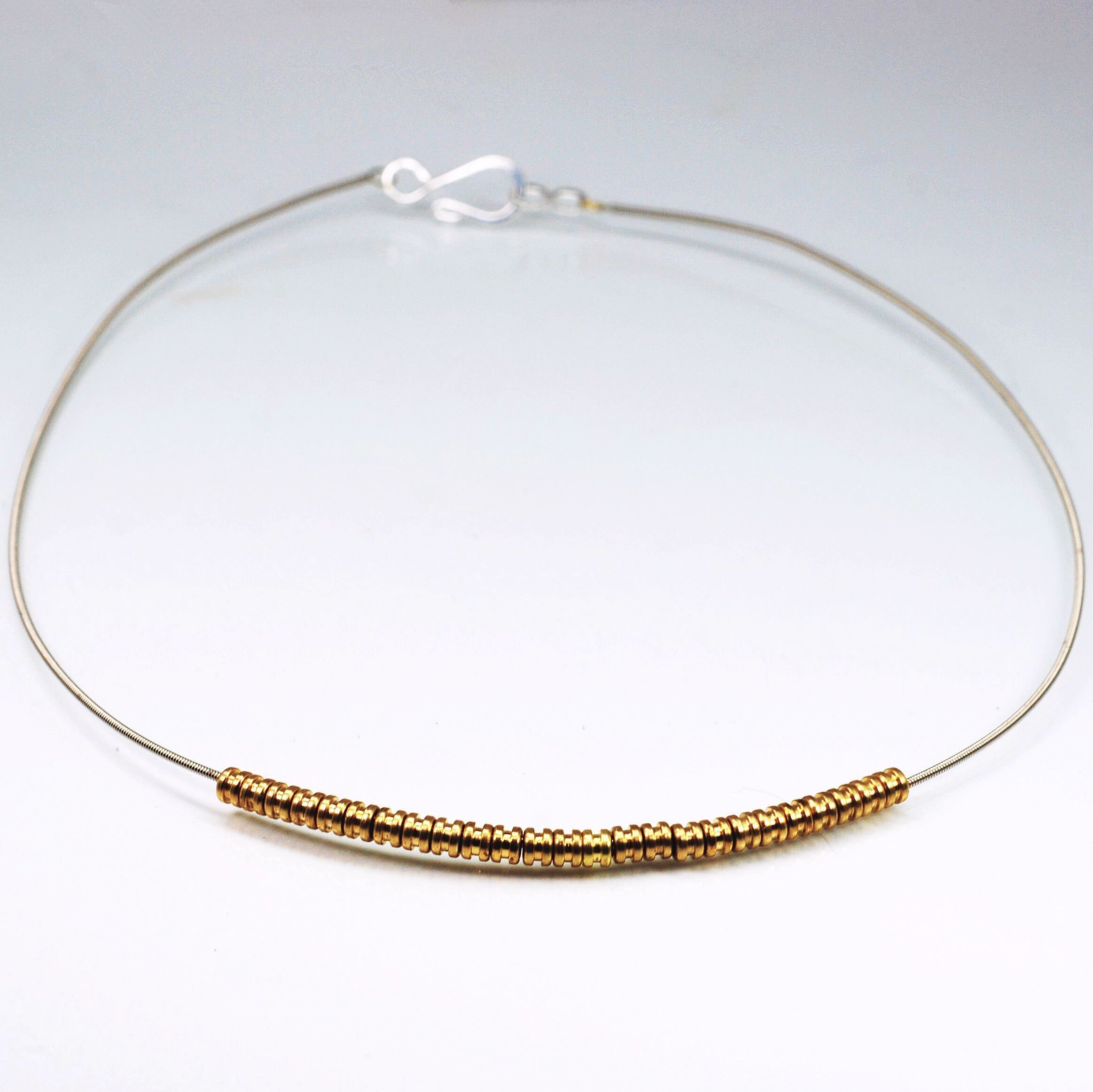 Guitar String Choker Necklace- Brass Ball End Minimal Necklace ...