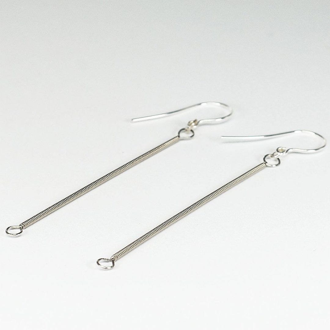 Guitar String Jewelry- Silver Upcycled Guitar String Earrings, Guitar ...