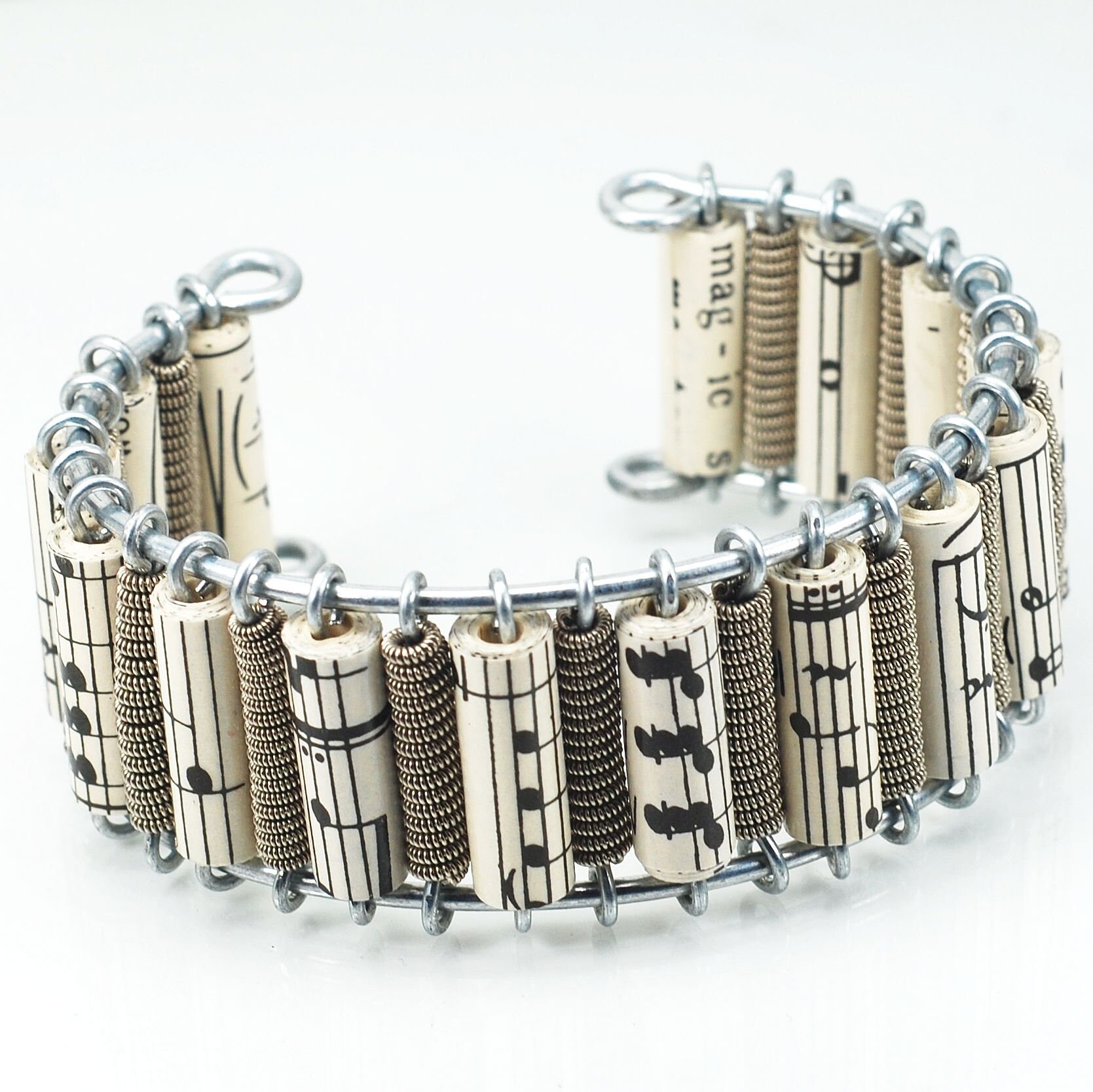 Guitar Gift Guitar String Bracelet Sheet Music Paper Bead | Etsy