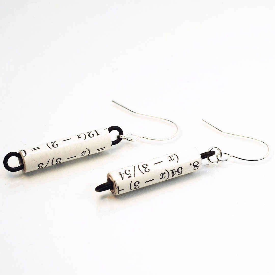 Math Geek Jewelry- Black & White Calculus Earrings, Paper Bead Jewelry ...