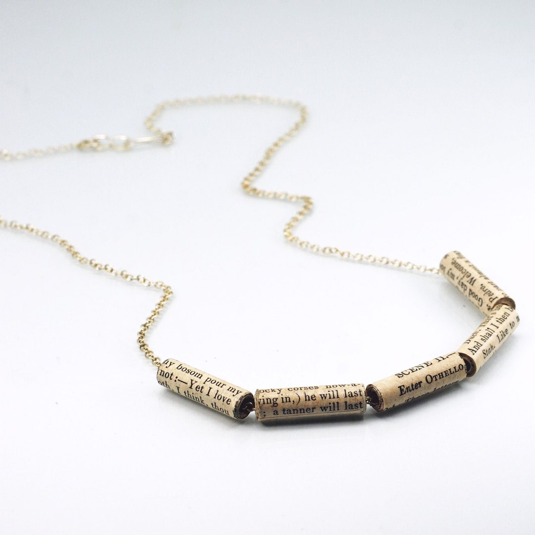 Shakespeare Paper Bead Necklace- Upcycled Paper Bead Jewelry, Book ...
