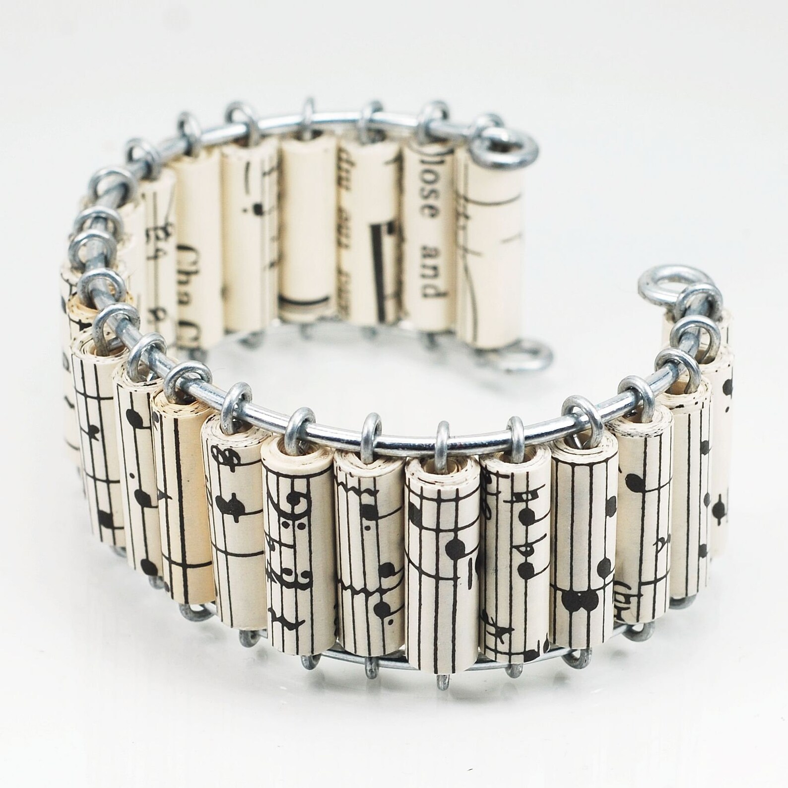 Sheet Music Bracelet Paper Bead Jewelry Music Chunky Cuff - Etsy