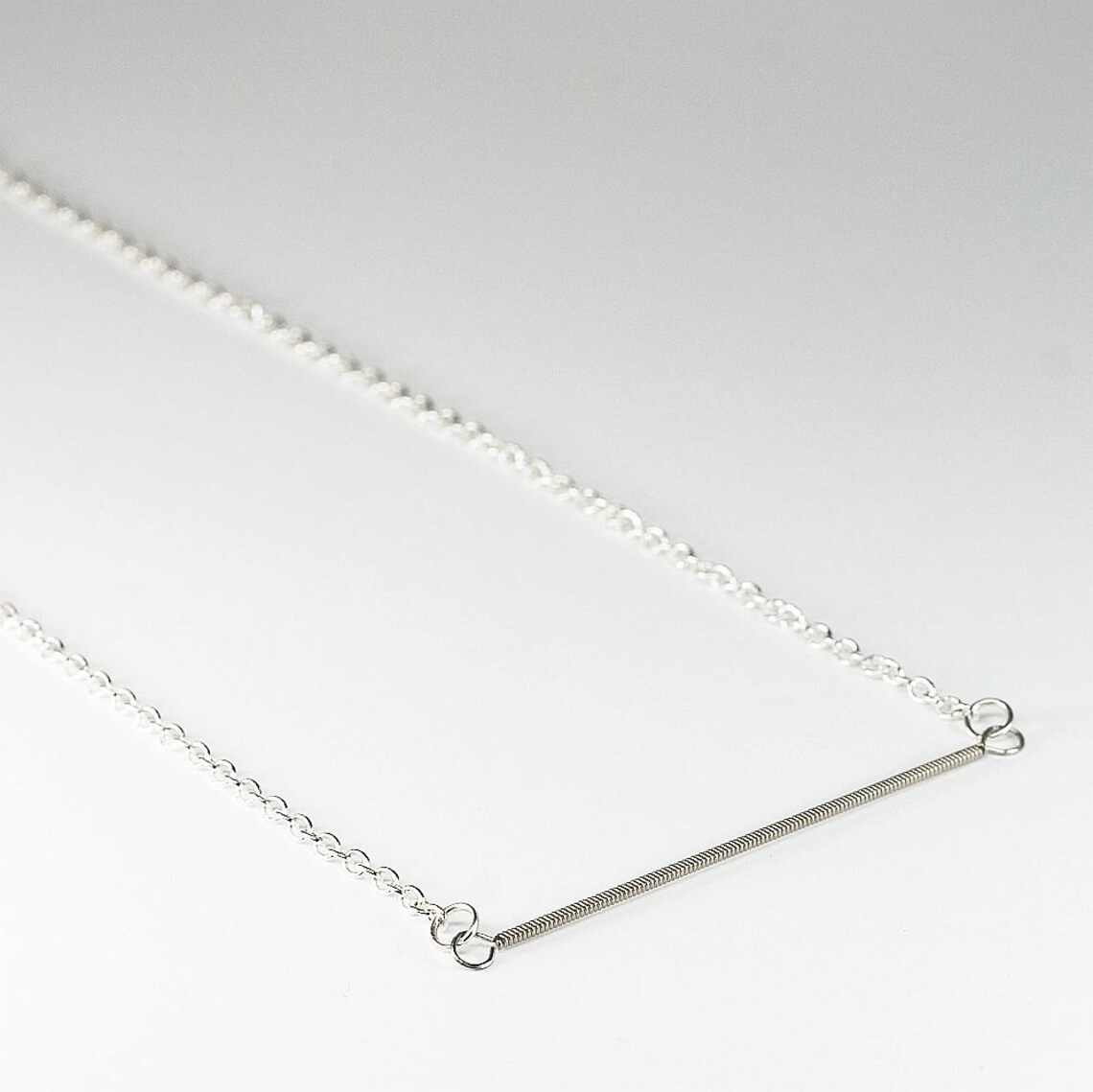 Guitar String Jewelry- Upcycled Silver Bar Necklace, Simple Necklace ...