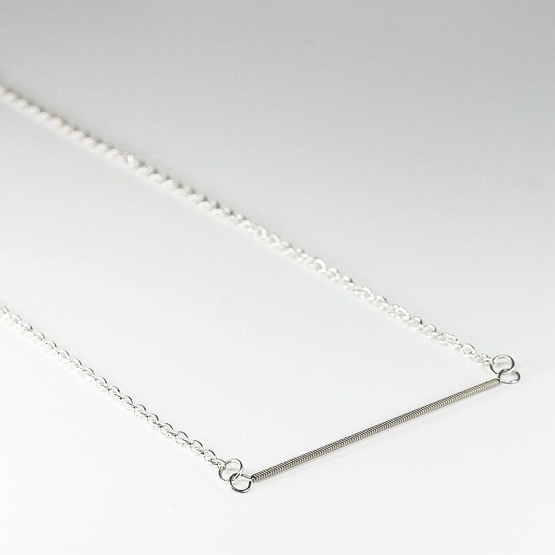 Guitar String Jewelry Upcycled Silver Bar Necklace Simple - Etsy