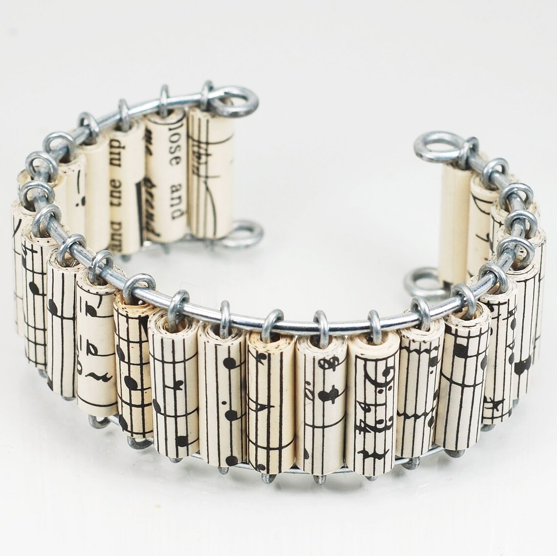 Sheet Music Bracelet- Paper Bead Jewelry, Music Chunky Cuff Bracelet ...