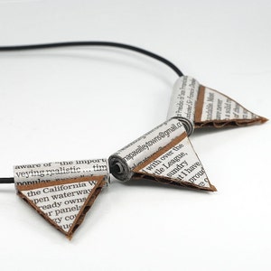 Triangle Geometric Necklace- Upcycled Newspaper Paper Bead Jewelry ...