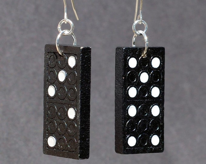 Domino Jewelry- Upcycled Wooden Domino Earrings, Found Object Jewelry ...