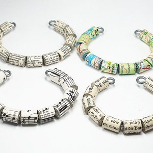 Newspaper Jewelry- Upcycled Paper Bead Bracelet, Cuff Bracelet ...