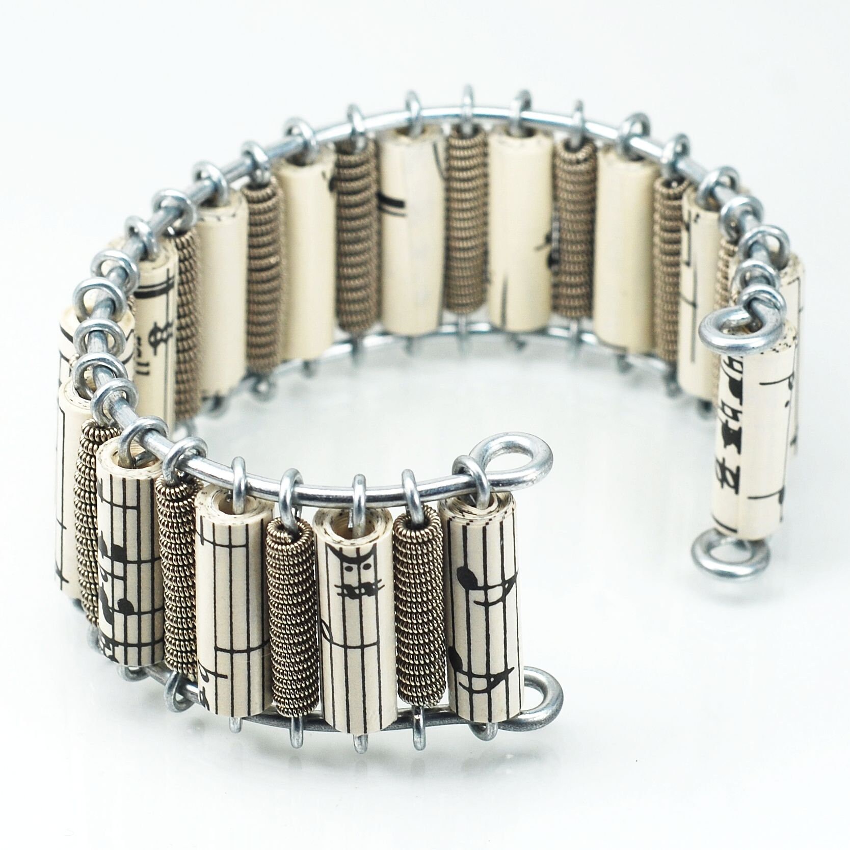 Guitar Gift Guitar String Bracelet Sheet Music Paper Bead | Etsy