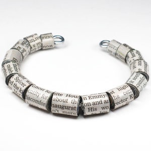 Newspaper Jewelry- Upcycled Paper Bead Bracelet, Cuff Bracelet ...