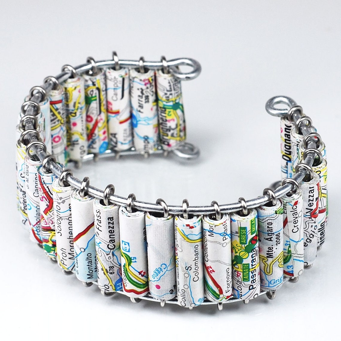 Italy Map Jewelry- Upcycled Italy Road Atlas Map Cuff Bracelet, Italy ...