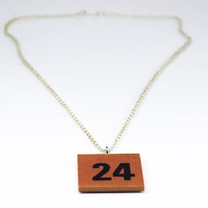 Number 24 Necklace- Upcycled Wood, Fifteen Pendant, 24th Birthday Gift ...