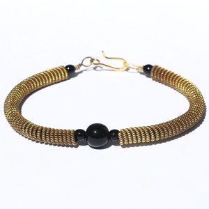 Guitar String Bracelet- Black & Brass Upcycled Guitar String Jewelry ...