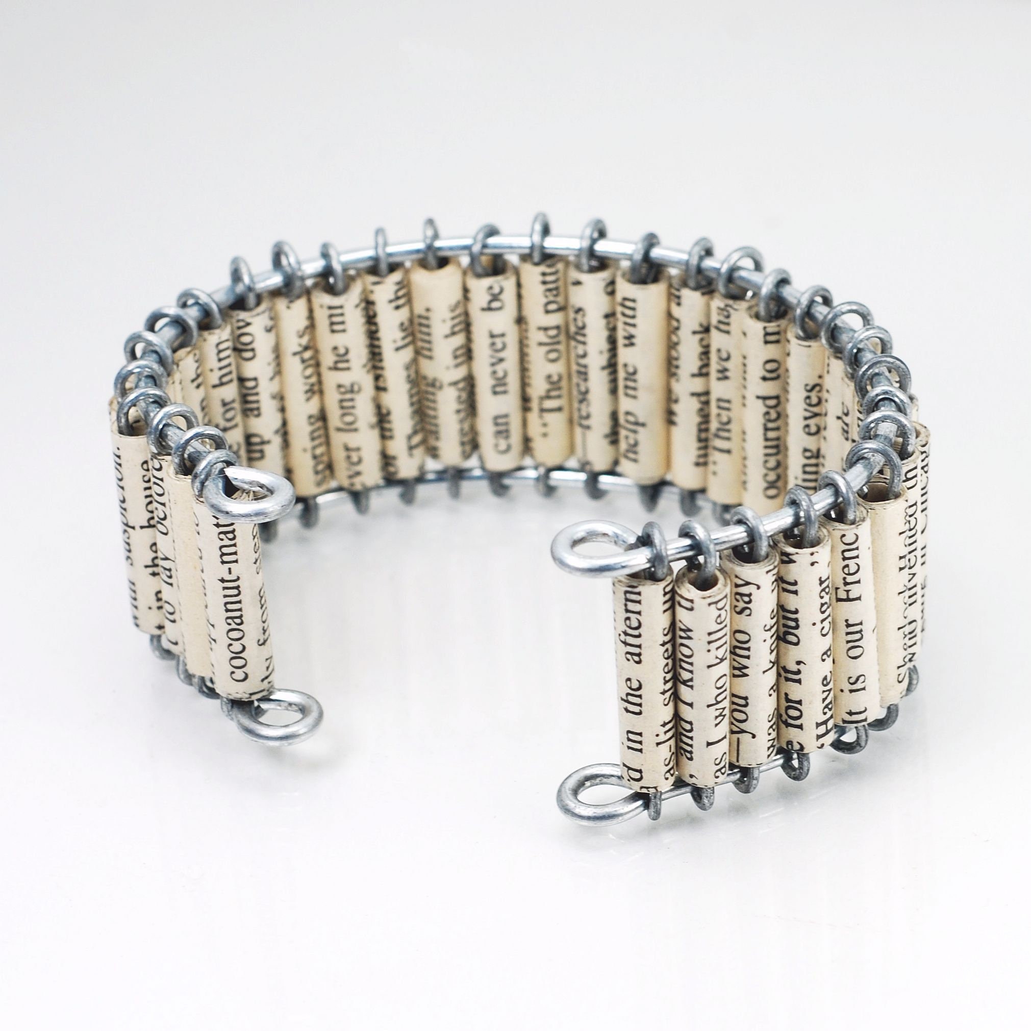 Sherlock Holmes Jewelry- Upcycled Paper Bead Chunky Cuff Bracelet ...