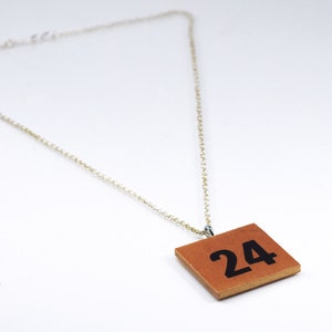 Number 24 Necklace- Upcycled Wood, Fifteen Pendant, 24th Birthday Gift ...